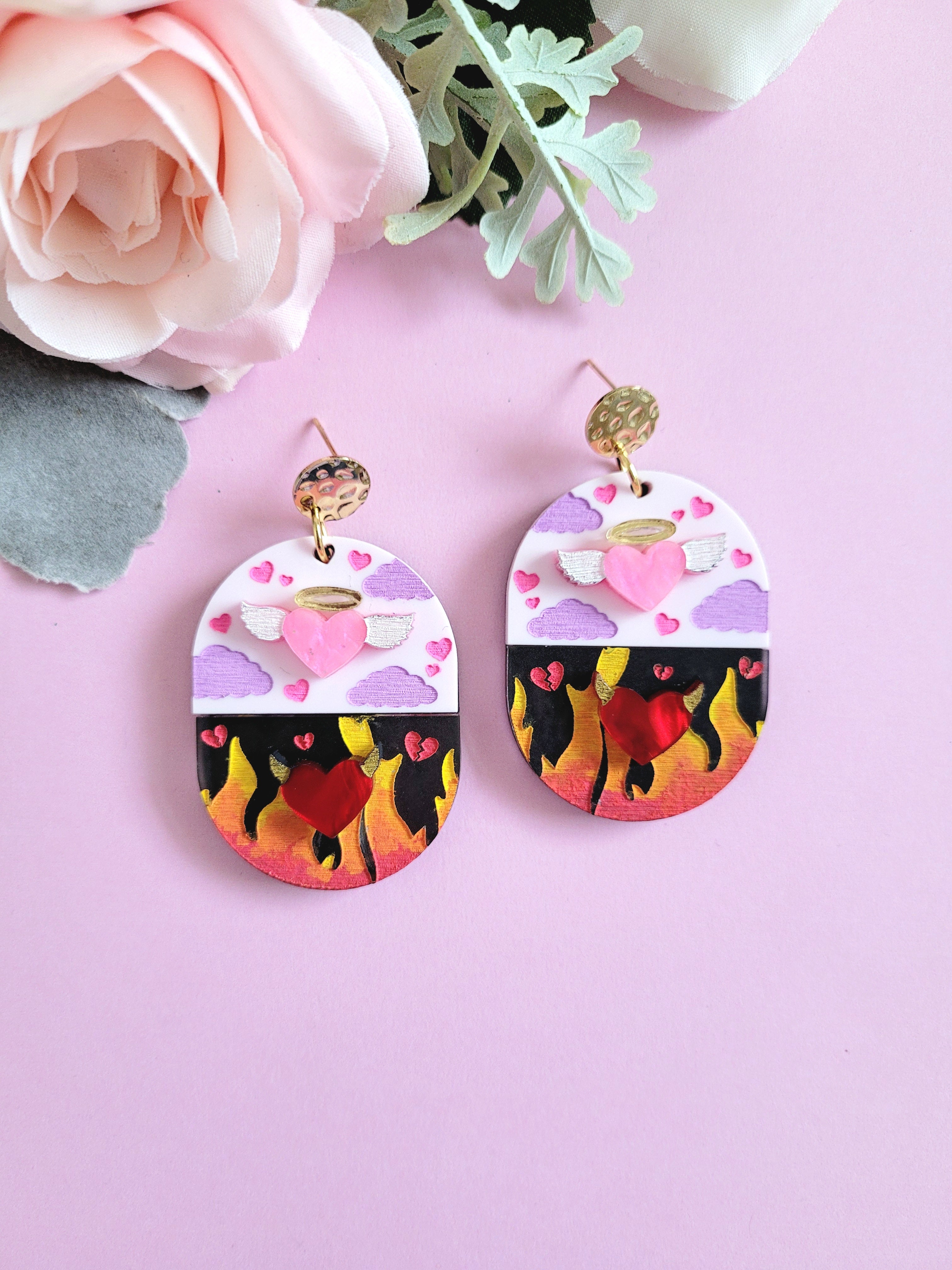 Heaven and Hell Earrings- Digital Cut File- Digital Cut File – Maker's ...