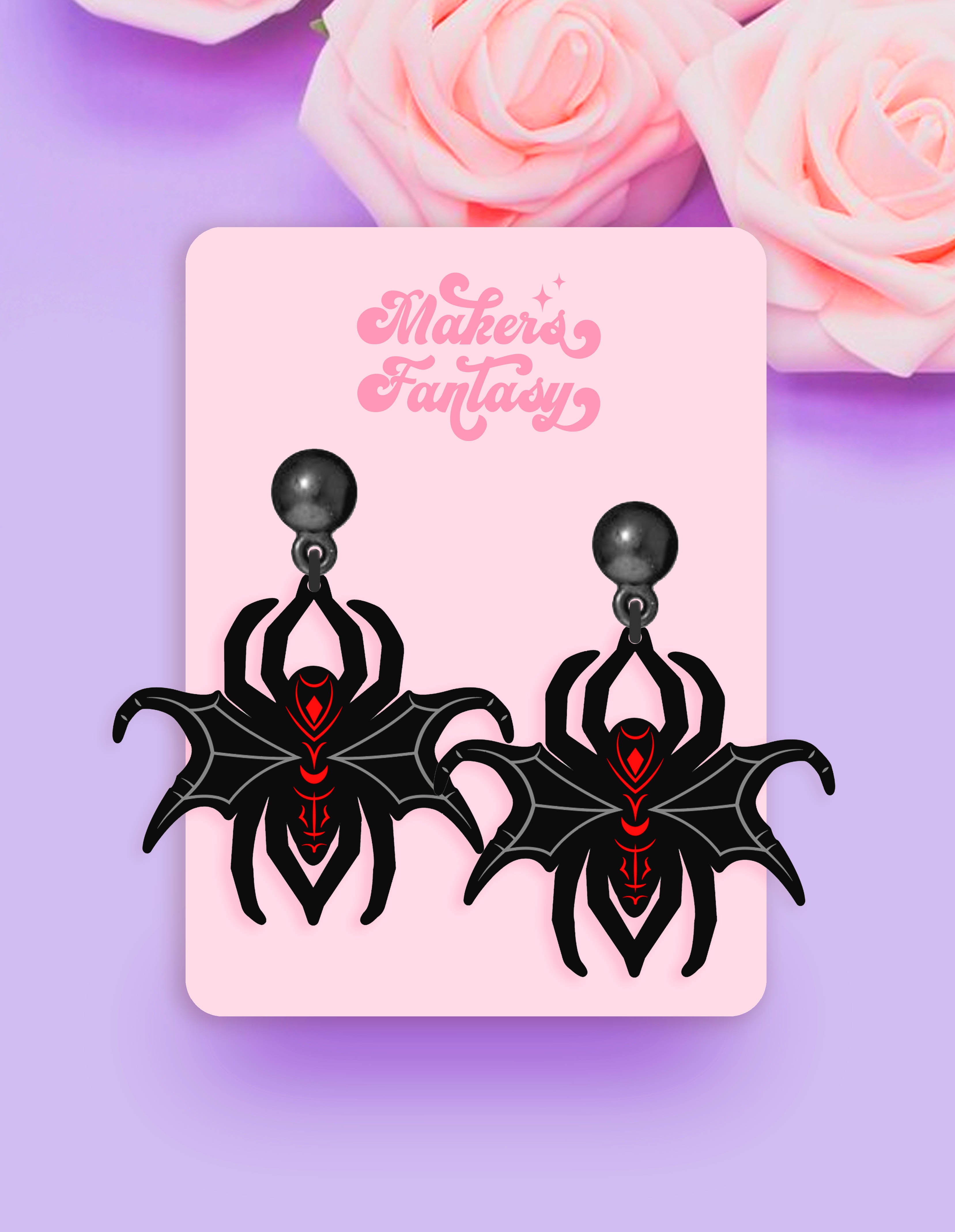 Winged Spider Earrings- Digital Cut File – Maker's Fantasy