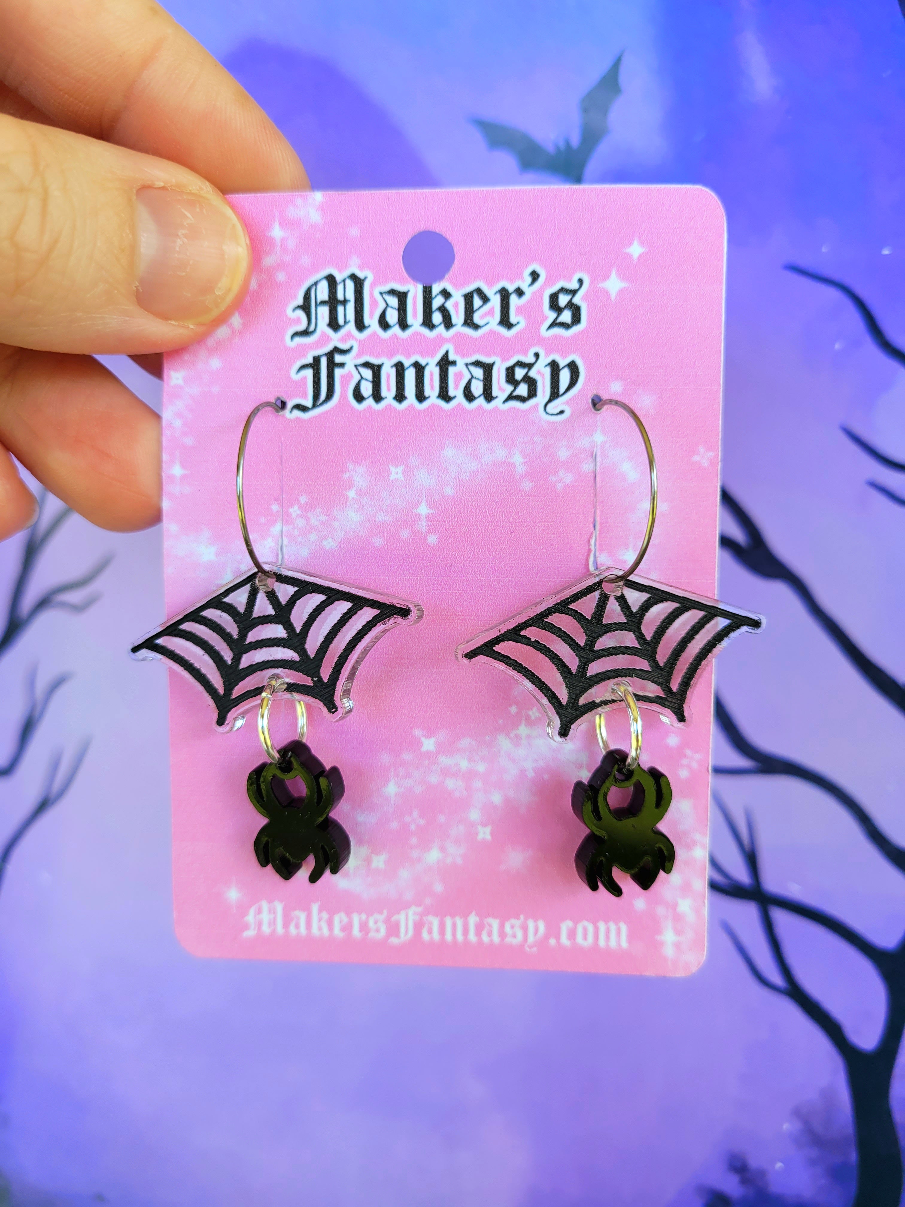 Spider Web Wedge Earrings – Maker's Fantasy